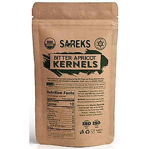 Bitter Apricot Kernels Organic Raw (10oz),0 USDA Organic Certified Seeds, NON-GMO, Product of Turkey, Gluten Free, Resealable Bag