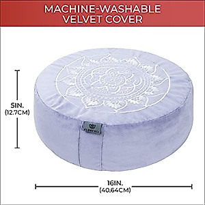 Florensi Meditation Cushion - Comfortable Floor Pillow - Traditional Tibetan Meditation Pillow with Beautiful Velvet Cover - Large Floor Cushion Seating for Adults - Premium Yoga Buckwheat Bolster