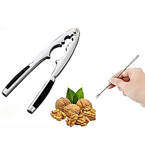 Nutcrackers Walnut Pecan Nut Cracker Heavy Duty Shell Cracker Seafood Walnut Opener Tool with Non-Slip Handle and 1 Pick