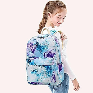 Bluboon School Backpack Set Girls Womens Laptop Bookbag Casual Daypack Fits 15 inch Laptop with Lunch Tote Bag and Pencil Bag（Purple-3 set)