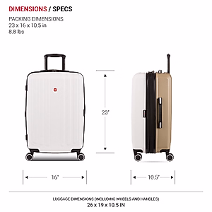 SwissGear Duet Hardside Expandable Luggage with Spinner Wheels, Ivory/Taupe, Checked-Medium 24-Inch