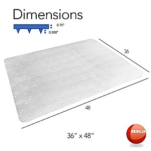 Resilia Office Desk Chair Mat - for Low Pile Carpet ( with Grippers ) Updated Clear Swirl Spiral Pattern, 36 Inches x 48 Inches, Made in The USA