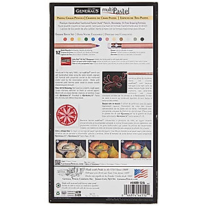 General Pencil 4400-12A General's Pastel Chalk Pencils, 12 Colors, Multicolor, 7 x 1/4 x 1/4 in