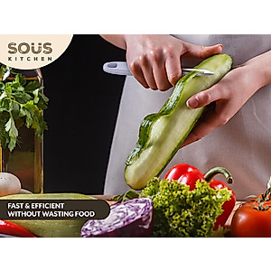 Sous Kitchen Fruit Peeler & Vegetables Peeler for Kitchen - Julienne Peeler & Veggie Peeler with Stainless Steel Blade - Carrot Peeler & Potatoes Peeler with Apple Sharple Peelers (2 Pcs)