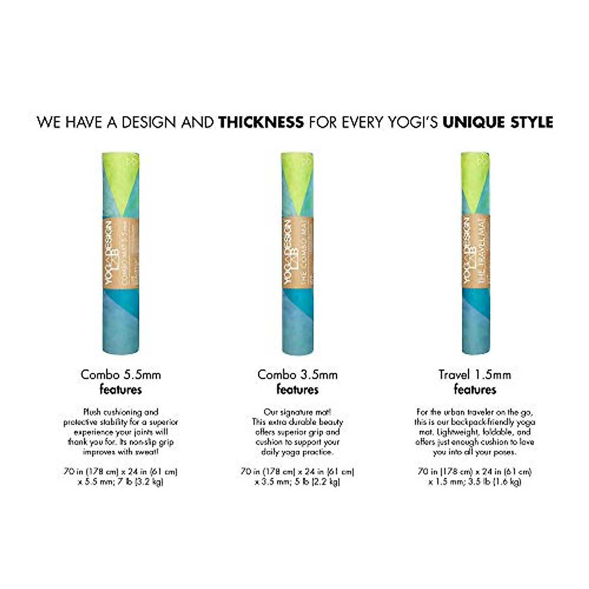 YOGA DESIGN LAB | Travel Yoga Mat | 2-in-1 Mat+Towel | Lightweight, Foldable, Eco Luxury | Ideal for Hot Yoga, Bikram, Pilates, Barre, Sweat | 1.5mm Thick | Includes Strap (Tribeca Sand, 1.5mm)