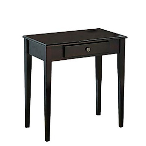 Benjara Wood and Fabric Vanity Set with Tilting Vertical Mirror, Brown and White