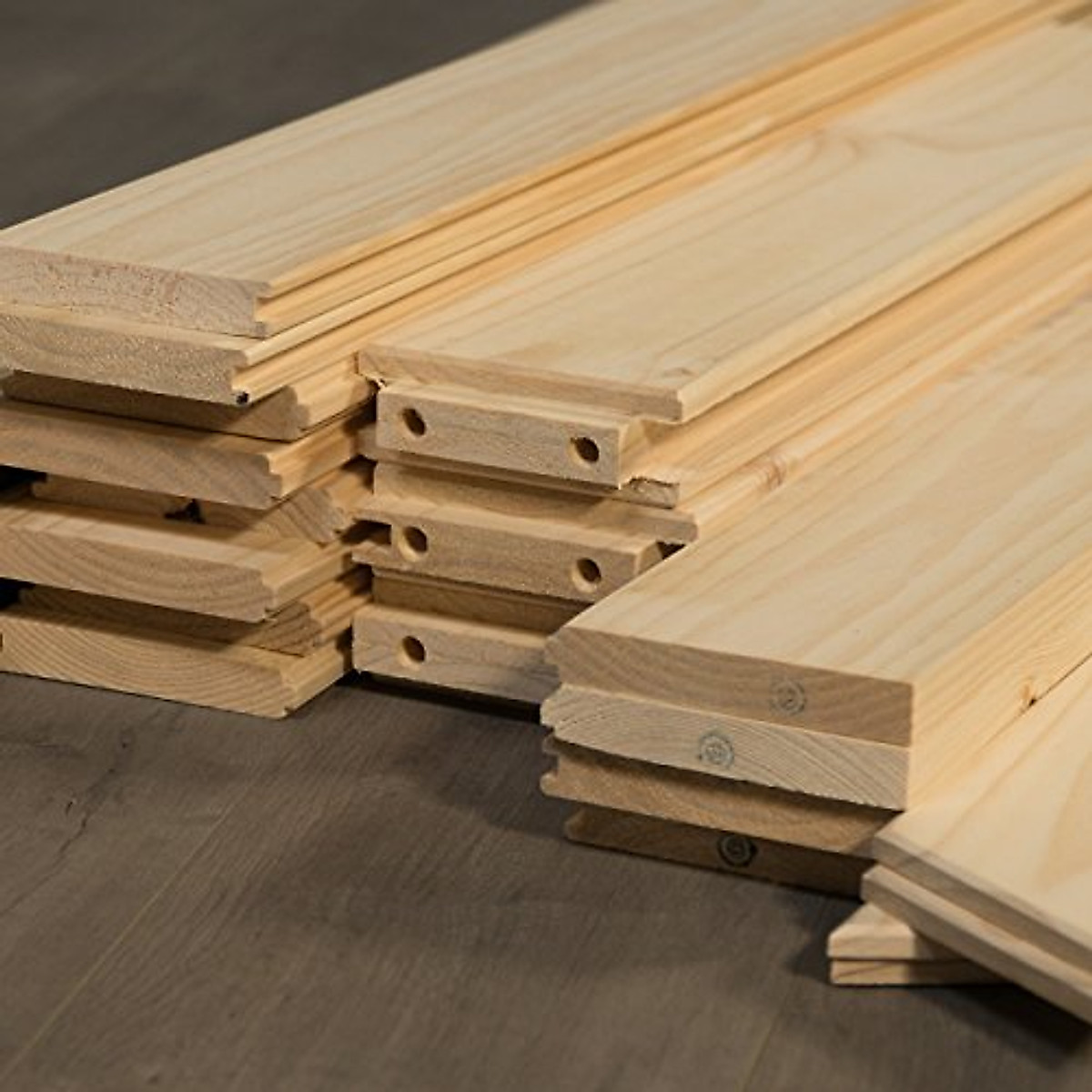 BELLEZE 42 Inch DIY Sliding Interior Barn Door, Modern Rustic Custom Farmhouse Unfinished Pine Wood for Kitchen Pantry Bedroom Living Room Closet - Unfinished