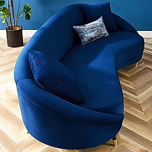 Modway Echo Curved Back Performance Velvet Sofa in Navy