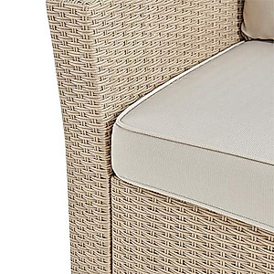 Alaterre Furniture Canaan All-Weather Wicker Outdoor Sofa with Tufted Seat-Back Cushions and Weather-Resistant Cushions, Rust-Proof Powder Coated Aluminum Frame, Cream, Outdoor Furniture, Patio Set