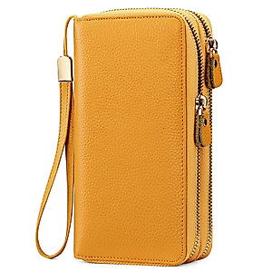 SENDEFN Leather Women Wallet RFID Blocking Zipper Around Phone Holder Clutch Wristlet Large Capacity