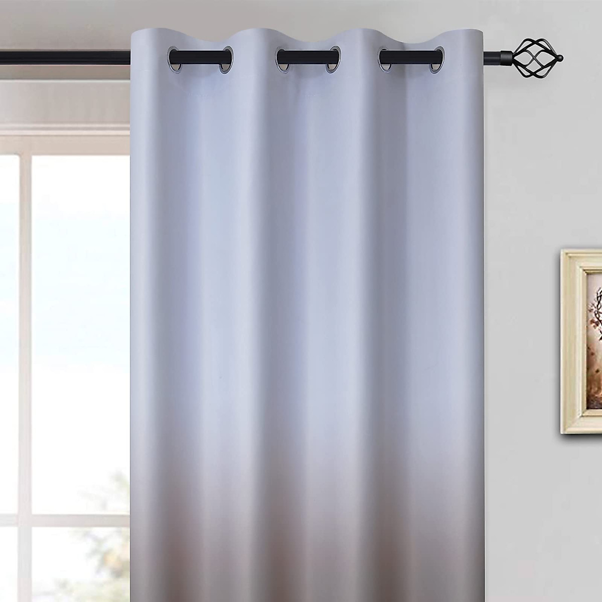 Yakamok Gradient Color Ombre Curtains Thickening Polyester Thermal Insulated Grommet Window Drapes for Living Room/Bedroom (Brown, 2 Panels, 52x72 Inch)