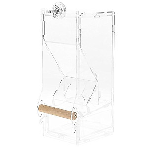 No Mess Acrylic Pet Parrots Birds Feeder with Perch Cage Automatic Food Feeder Cage Toy Parakeet Seed Food Container(L Single Type)