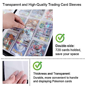 Kitguard Binder for Pokemon Card with 40 Premium 9 Pocket Card Sleeves, Trading Card Binder Book Holds Up to 720 Cards, Carrying Case Card Holder with zipper and Wristband