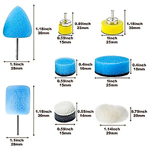 SI FANG 22 Pcs Mini Buffing Polishing Pads Kit, Car Detail Mini Polisher Foam Pads for Rotary Tools Tight Area Detailing Polishing Waxing & Sealing Glaze, Car Headlights Door Handles Scratch