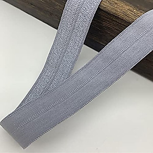 0.4/0.6/0.8/1 Inch Gray Lace Trim Cotton Elastic Ribbon Eyelet Trim Fold Over Spandex Fabric Bulk Lace Ribbon Band Vintage Lace Trim for Sewing Waist Band Garment Accessory