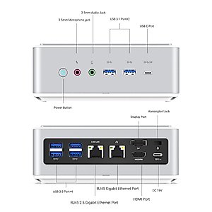 MINISFORUM Elitemini HM90 Mini PC AMD Ryzen 9 4900H Desktop Computer, DDR4 32GB + 512GB SSD, HDMI/DP/USB-C 4K@60Hz Output, 2X RJ45 Port(1000/2500Mbps), AMD Radeon Graphics, 2X HDD Slot Mini Computer