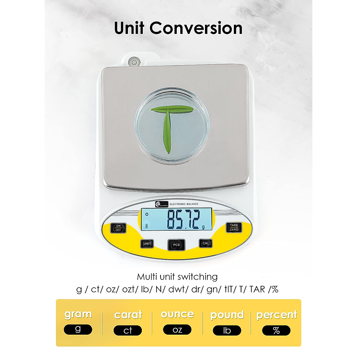 CGOLDENWALL Precision Lab Scale 5000gX0.01g Analytical Electronic Balance Digital Laboratory Scale Precision Jewelry Scales Kitchen Weighing Electronic Scales 0.01g Calibrated 110V (5000g, 0.01g)
