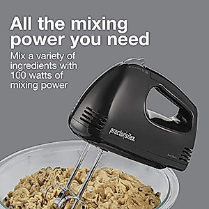 Proctor Silex Easy Mix 5-Speed Electric Hand Mixer with Bowl Rest, Compact and Lightweight, Black