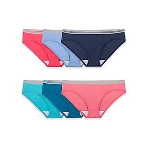 Fruit of the Loom Women's 6 Pack Heather Low-Rise Hipster Panties, Assorted, 8