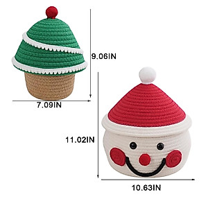 Woven Basket with Lid, Cute Cartoon Animal Shaped Basket with Lid, Basket with Lid Decorative Storage, Christmas Decorative Woven Storage Basket with Lid for Snacks and Toys-Tree