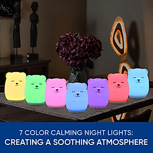 Mindfulness 'Breathing Bear' | 4-7-8 Guided Visual Meditation Breathing Light | 3 in 1 Device with Night Light & Noise Machine for ADHD Anxiety Stress Relief Sleep - Gift Kid Adult Women Men (Bear)