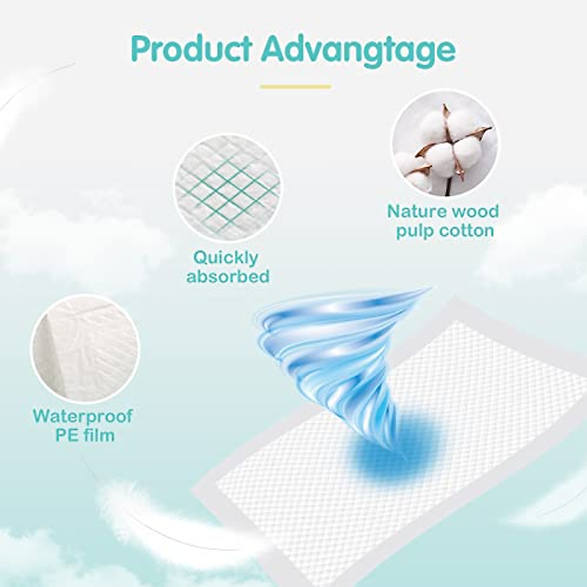 UTHIN Disposable Changing Pads(50 Pack),Baby Disposable Underpad,Waterproof & Absorbent Diaper Changing Pad,Breathable Underpads,Bed Table Protector Mat,18 Inches x 26 Inches