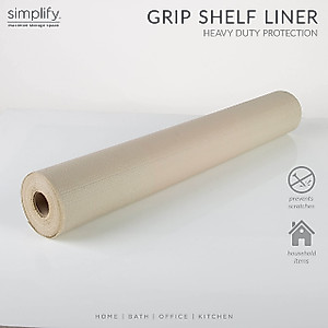 Simplify Adhesive Smooth Top Grip Liner | Shelf | Countertops | Drawers | Cabinets | Cut to Fit | Non-Slip 10 Sq Ft | Taupe | Organization