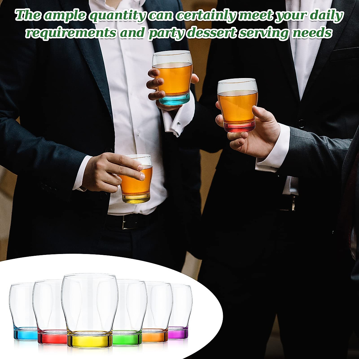 Set of 12 Colorful Drinking Glasses 11 oz Colored Glass Cups with Heavy Weighted Base Multi Colored Cocktail Glasses Stemless Wine Glass Tumbler for Beer Water Whiskey Iced Coffee Juice Smoothie