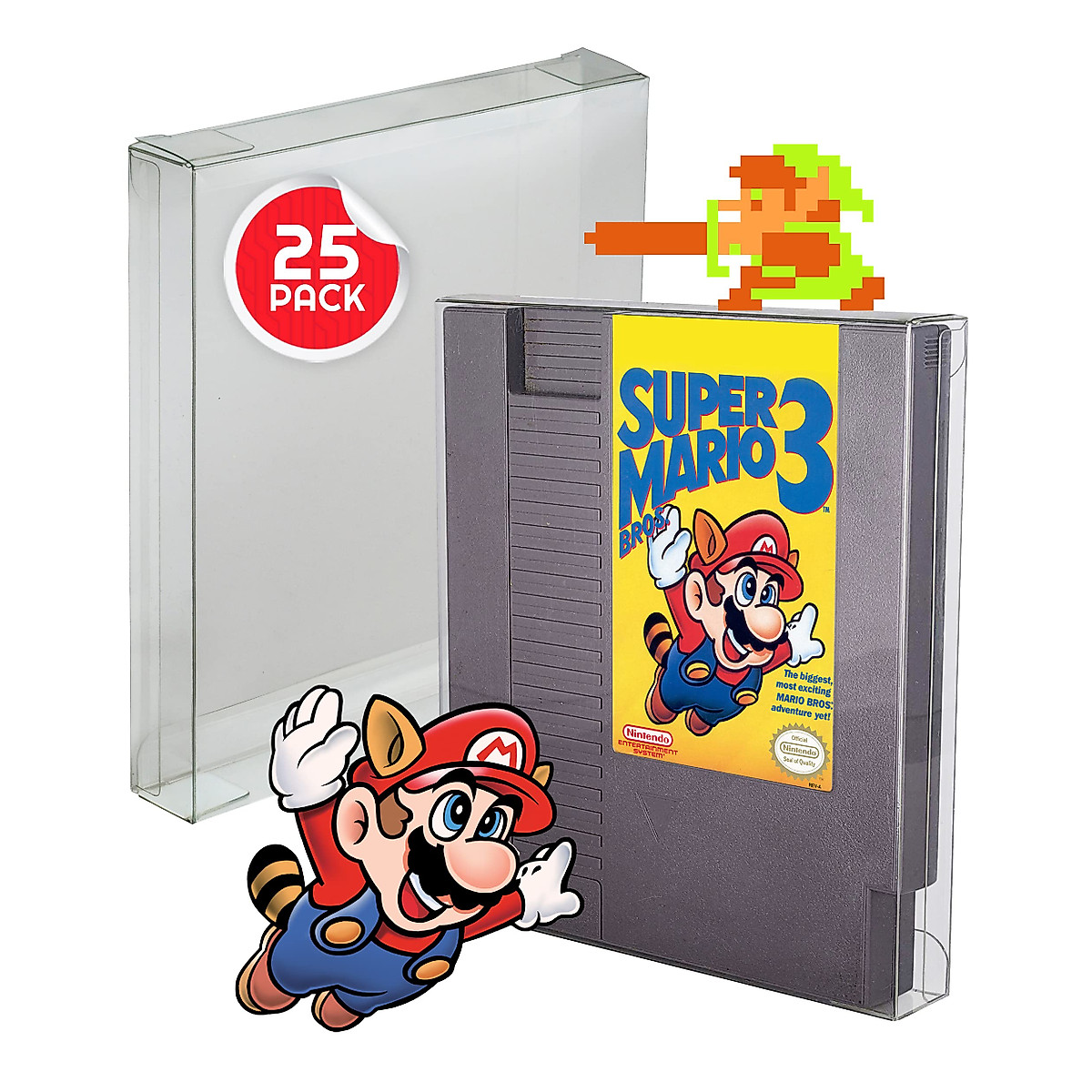 NES classic edition • NES Cartridge Case •Protector Compatible with Nintendo NES Games Cartridge - 0.40MM Thick, compatible for Legend of Zelda, Mario Bros, Mega Man, Metroid, Super Mario (Pack of 25)