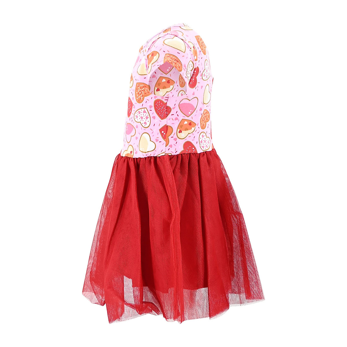 Girls Short Sleeve Tulle Tutu Dresses for Kid and Toddler Girl Valentines Day Dress Outfit Sizes 18M-12Y (7 Years, Cookies)