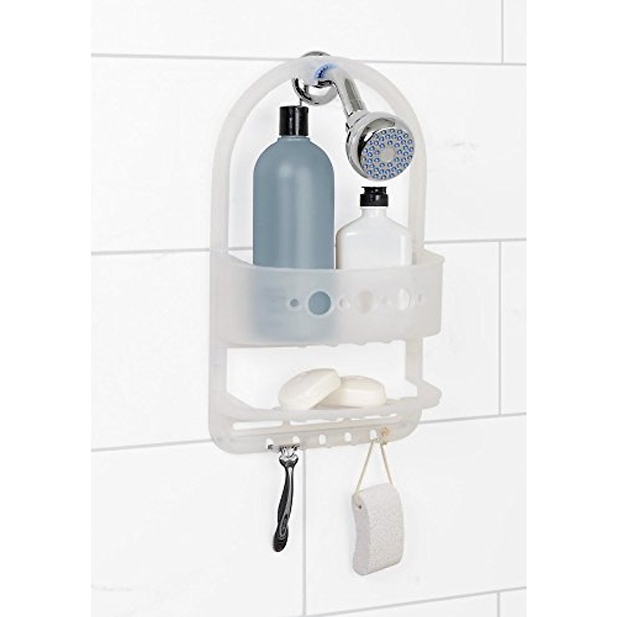 Zenna Home 5990KK, Medium Over-The-Showerhead Caddy, Frosted