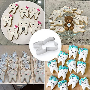 Tooth Cookie Cutters,Stainless Steel Cookie Cutter Fondant Cutter,DIY Baking Tools for Kids Birthday Party Cake, Cookies & Sandwiches Dentist Day Gifts