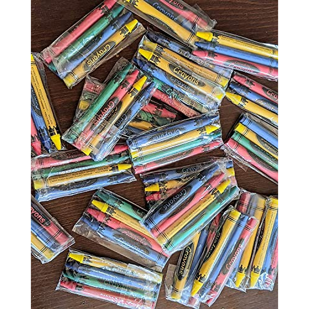 CrayonKing 25 Sets of 4-Packs in Cello (100 total bulk Crayons) Restaurants, Party Favors, Birthdays, School Teachers & Kids Coloring Non-Toxic Crayons