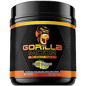 Gorilla Mode Pre Workout - Massive Pumps · Laser Focus · Energy · Power - L-Citrulline, Creatine, GlycerPump™, L-Tyrosine, Agmatine, Kanna, N-Phenethyl Dimethylamine Citrate - 574 Grams (Lemonade)