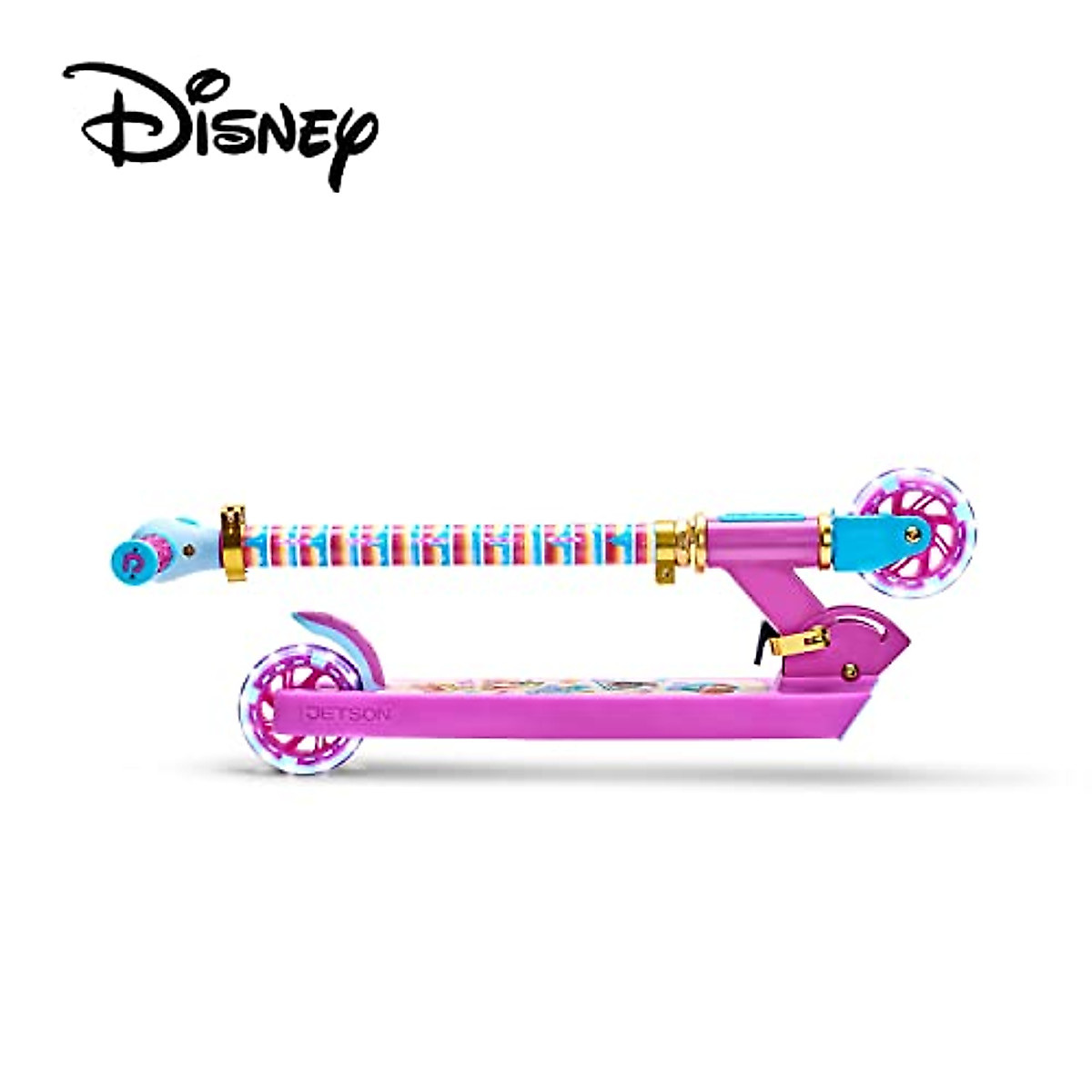 Jetson Disney Princess Kick Scooter, Foldable with Light Up Wheels, Adjustable Handlebar Height, Pink