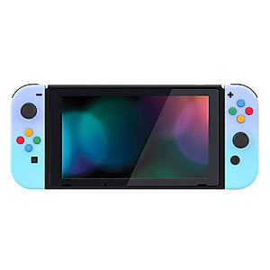 eXtremeRate DIY Replacement Shell Buttons for Nintendo Switch & Switch OLED, Gradient Violet Blue Housing Case with Corlorful Button for Joycon Handheld Controller [Only The Shell, NOT The Joycon]