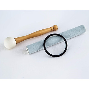 Leize Crystal Singing Bowl 432hz G Note Throat Chakra White 8" with Suede Striker