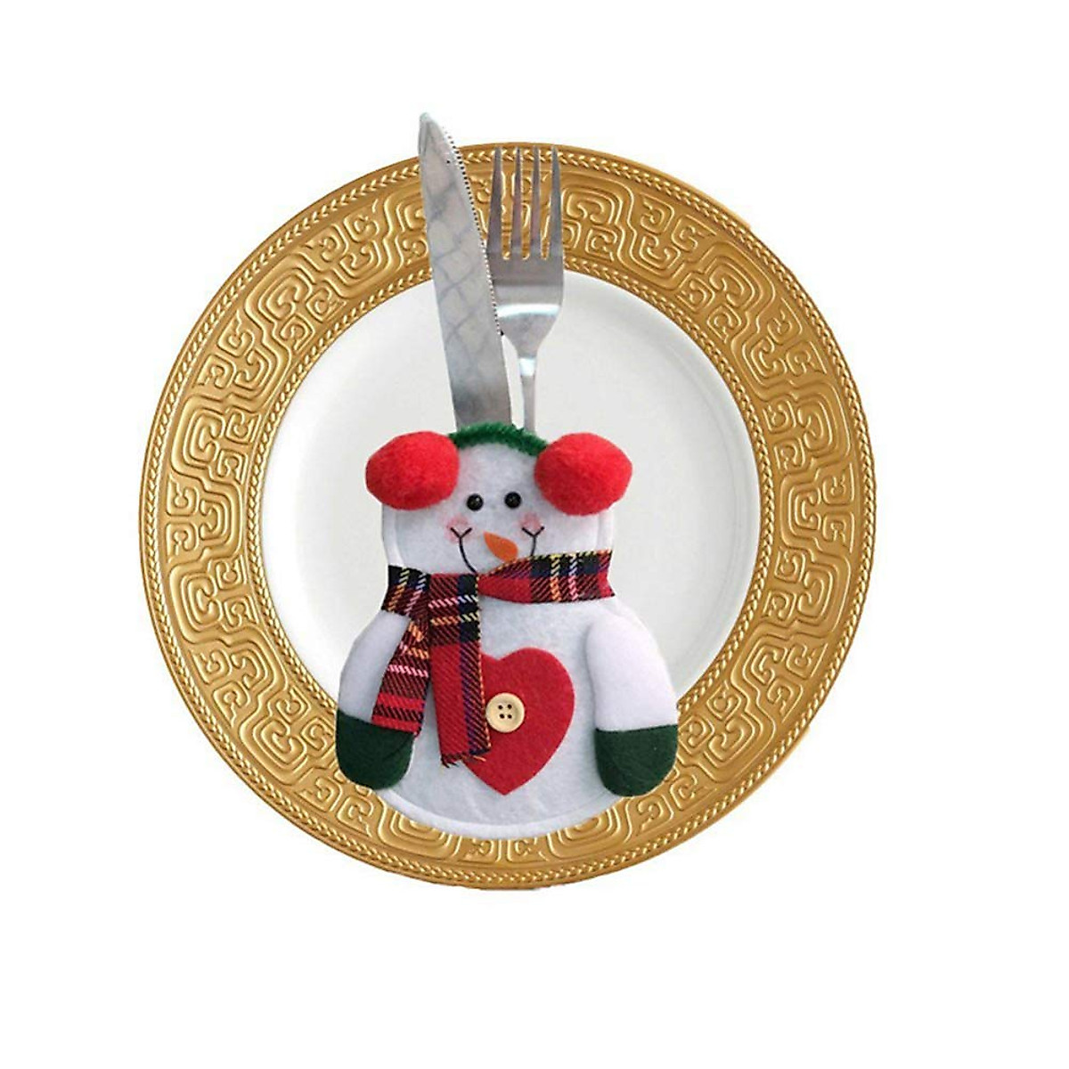 BESTOYARD Christmas Tableware Holder Silverware Holders Pockets Knifes Forks Bag Snowman Santa Claus Elk Decor for Xmas Dinner Table Decorations 6pcs