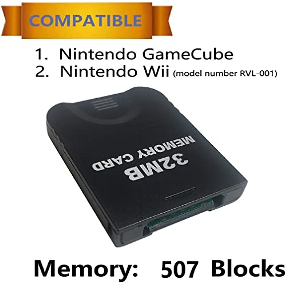 Hyamass 32MB(507 Blocks) High Speed Gamecube Storage Save Game Memory Card Compatible for Nintendo Gamecube & Wii Console Accessory Kits - Black