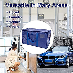 2-Pack Extra Large Moving Bags Heavy Duty Reusable Moving Storage Bag Boxes Totes Bags Containers for Space Saving Storage, Carrying, Travelling, College Dorm Packing, Blue