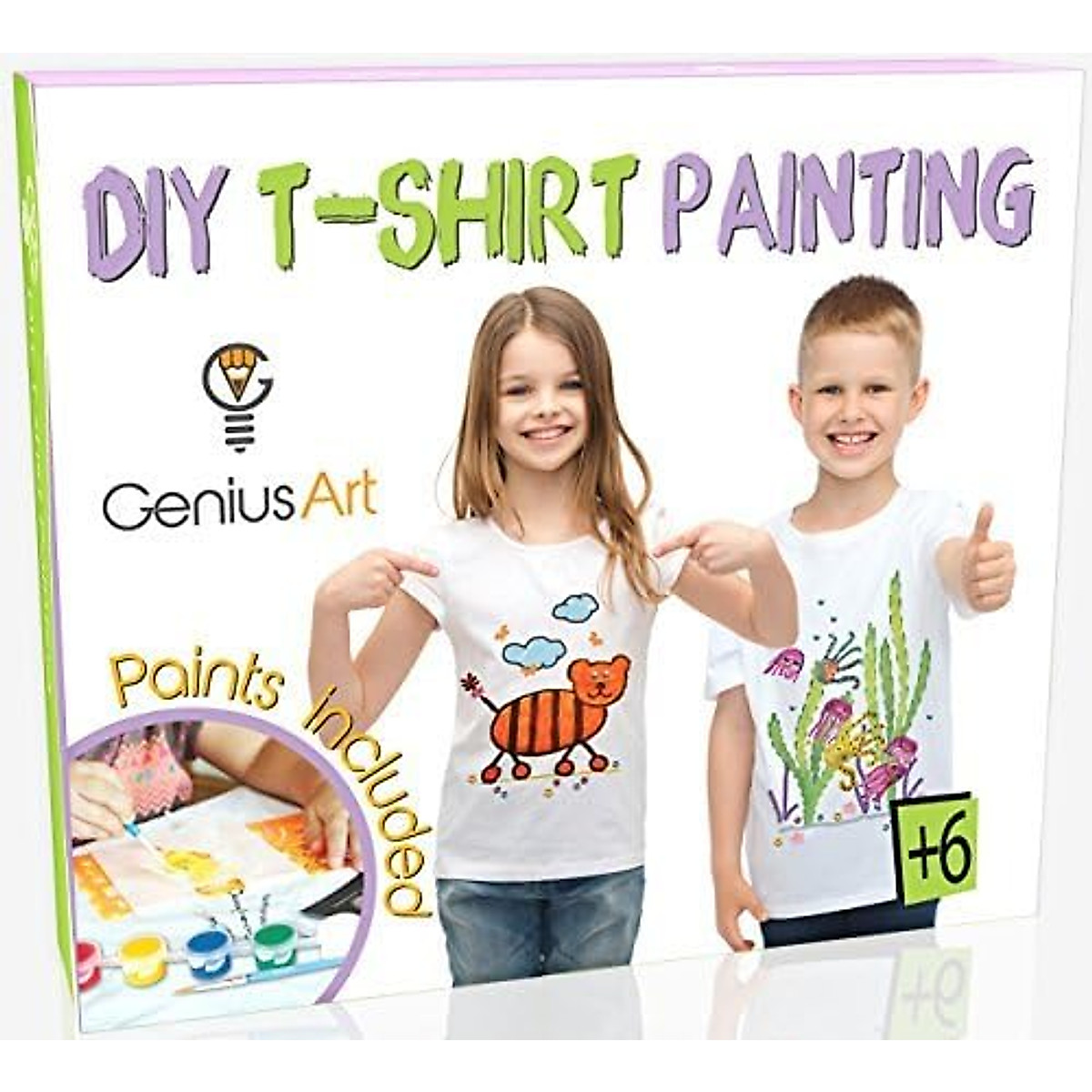 Genius Art DIY T-Shirt Painting - Girls and Boys Arts and Crafts Toys - Stocking Stuffers for Kids