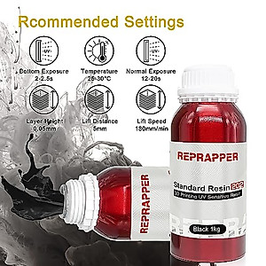 Reprapper ABS-Like Translucent Black 3D Printer Resin, 405nm Fast UV-Curing 1kgTransparent Black Resin 3D Printing Resin Photopolymer Sensitive Resin for LCD Printer, Clear Black 1000g