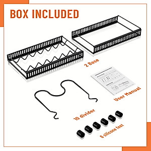 AHNR Expandable Pot and Pan Organizers Rack, 10+ Pans and Pots Lid Organizer Rack Holder, Kitchen Cabinet Pantry Bakeware Organizer Rack Holder with 10 Adjustable Compartments (Black)