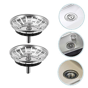 Housoutil 4 Pcs Water Leak Hair Sink Drain Covers and Strainers Sink Strainer Sink Draining Plugs Toilet Sink Bath Sink Large Wall Sticker Sink Drain Lids Sink Hair Food Tub Stainless Steel