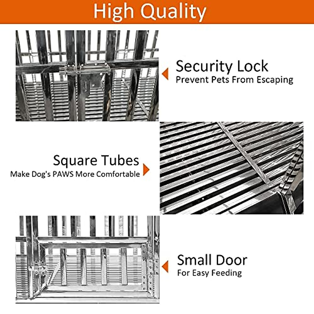 Confote 48" Heavy Duty Stainless Steel Dog Cage Kennel Crate and Playpen for Training Large Dog Indoor Outdoor with Double Doors & Locks Design Included Lockable Wheels Removable Tray No Screw