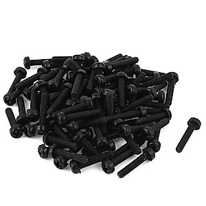 uxcell M3 x 15mm Nylon Phillips Cross Pan Head Machine Screws Black Pack of 50