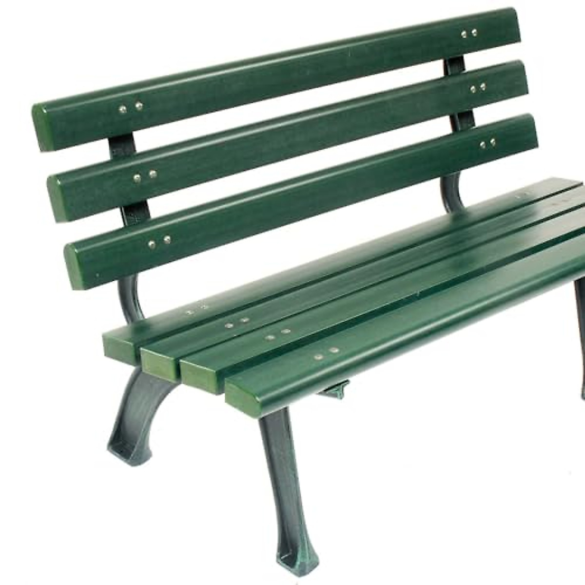 Global Industrial 4'L Park Bench with Backrest, Recylced Plastic, Green