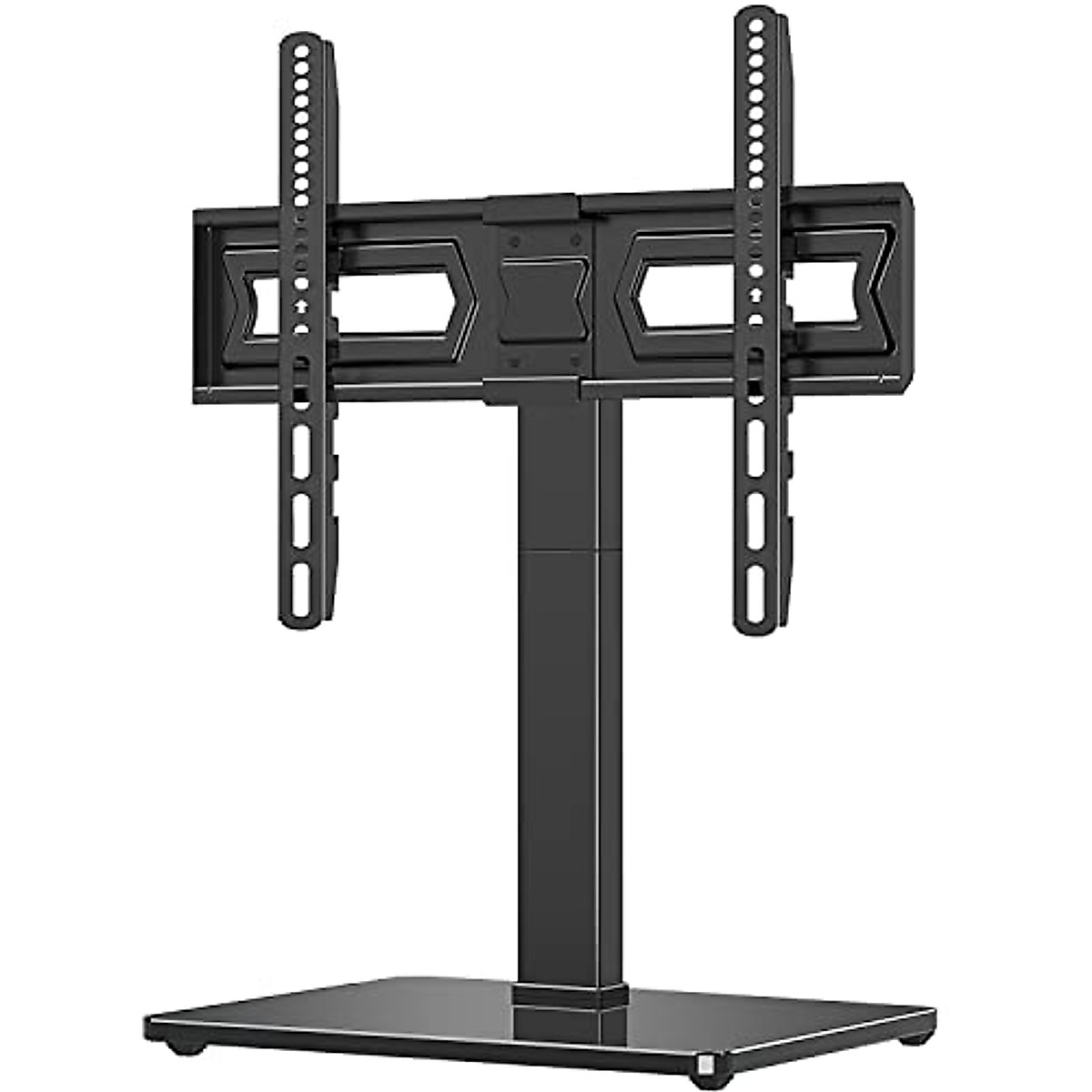 Universal TV Stand, Swivel TV Stand Base Fits Most 37 to 70 Inch LCD LED Screens, 9 Levels Height Adjustable Table Top TV Stand with Tempered Glass Base, Holds up to 88lbs, Max VESA 600x400mm