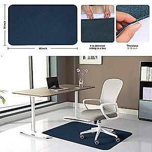 DRPORONYN Office Hard Floor Chair Mats, Hardwood Tile Floor Carpet Desk Protector Mat Without Curling,Scratch for Rolling Chair Computer Desks (Dark Blue, 48" x 36")