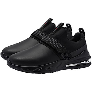 LARNMERN Non Slip Work Shoes Men Kitchen Chef Slip Resistant Shoe Waterproof Food Service Restaurant Air Cushion Working Footwear(Black/10)